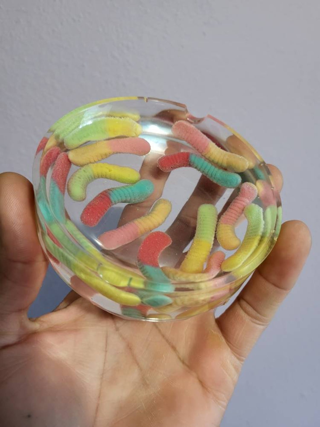 Neon Gummy Worm Clear Resin Ashtray - Etsy