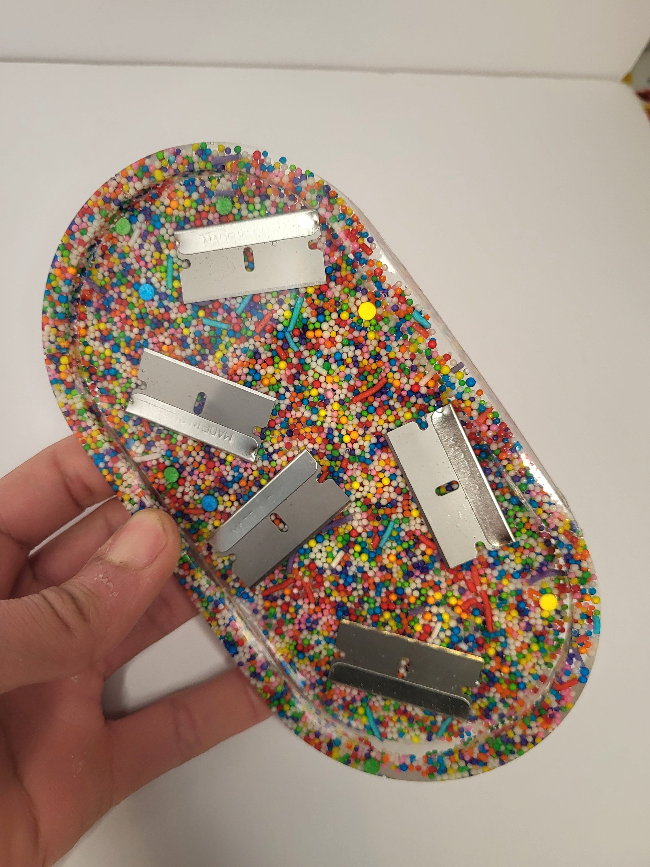 Sprinkles and Razor Blades Oval Resin Tray - Etsy