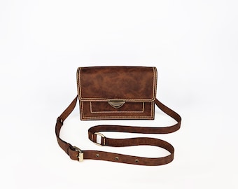 Leather Crossbody Bag, Small Leather Handbag, Shoulder Bag, Small Brown ...