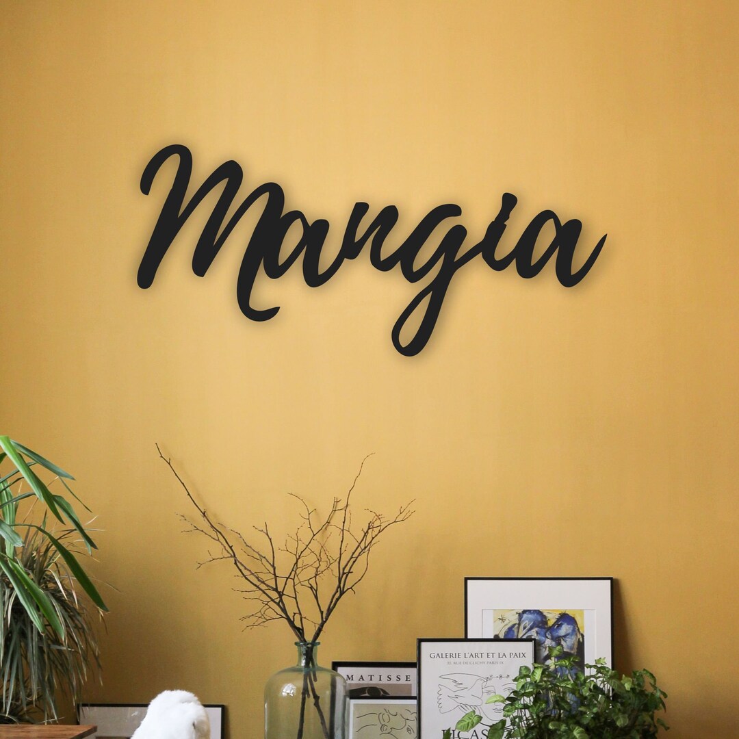 Mangia Wall Sign/ Italian Kitchen Wall Art/ Large Wood Word Sign ...