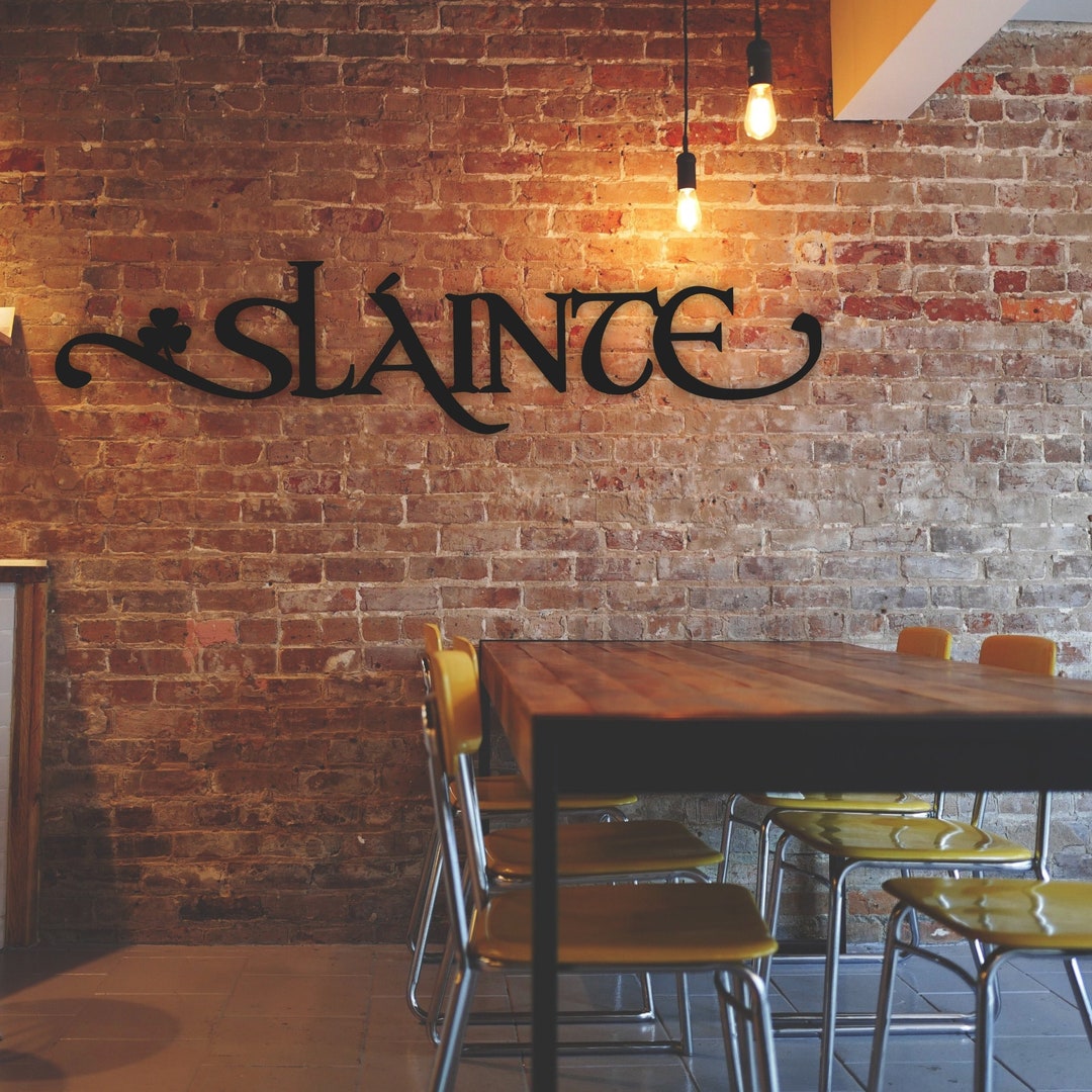 Slainte W/ Shamrock Bar Sign/ Irish Gaelic Cheers to Good Health/ Pub ...