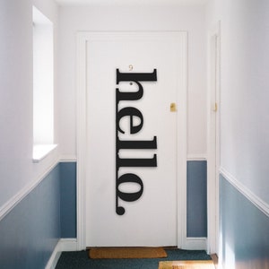 Birch Wood Hello Sign: Vertical Front Door Decor - Etsy