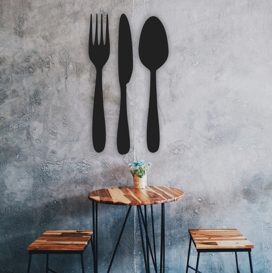 Birch Wood Knife Fork Spoon Wall Decor: Chef Kitchen Art - Etsy