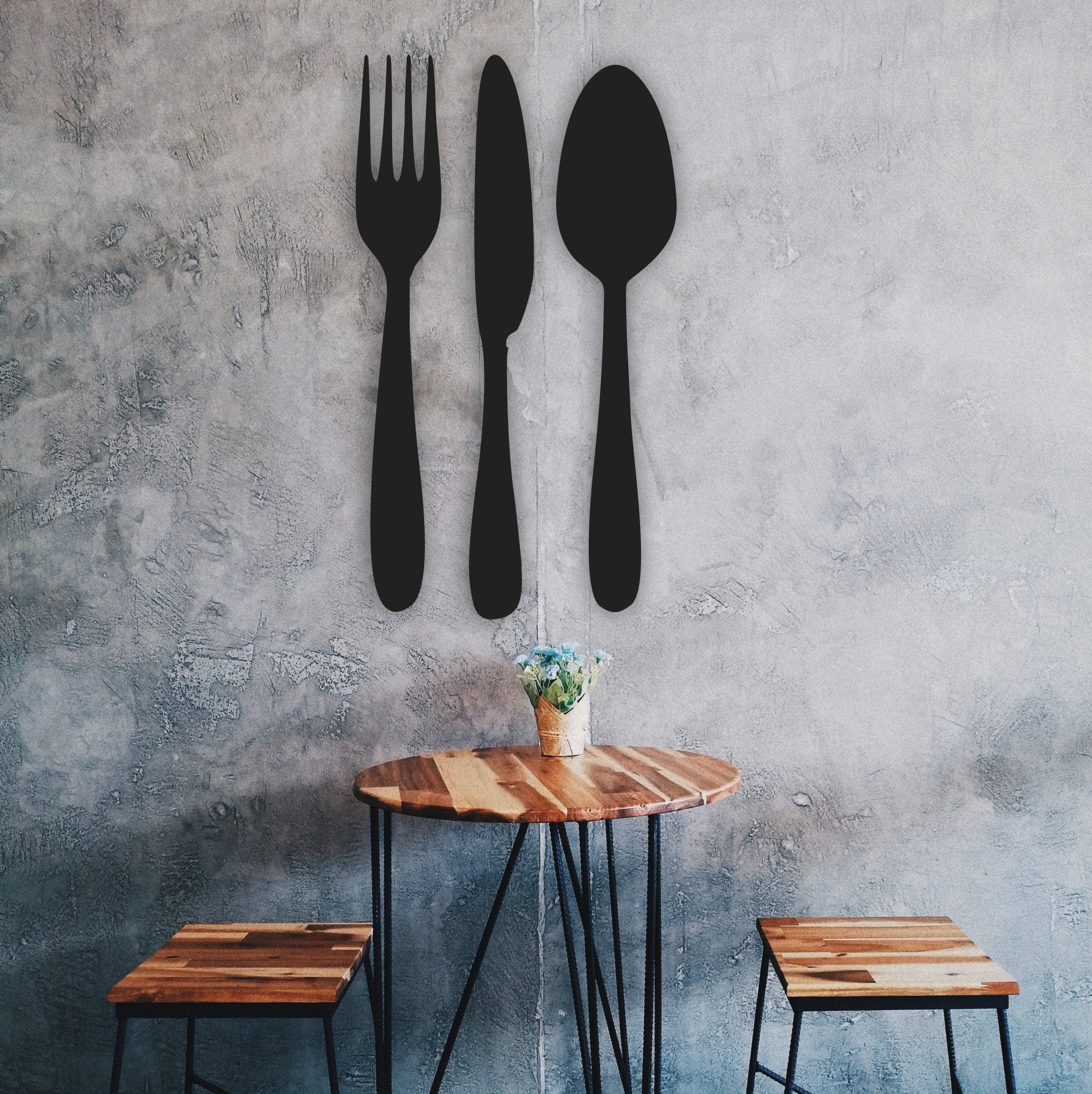 Birch Wood Knife Fork Spoon Wall Decor: Chef Kitchen Art - Etsy