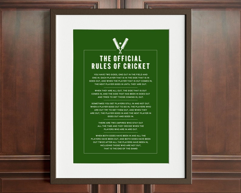 Humorous Cricket Rules Art Print | A3 Wall Art - Etsy UK