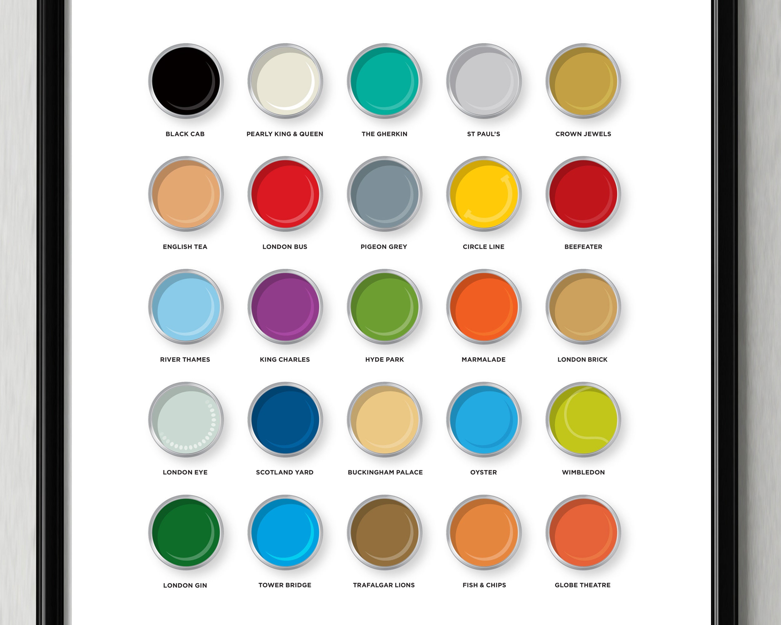 London Art Print | Official Colours of London, A3 Wall Art - Etsy UK