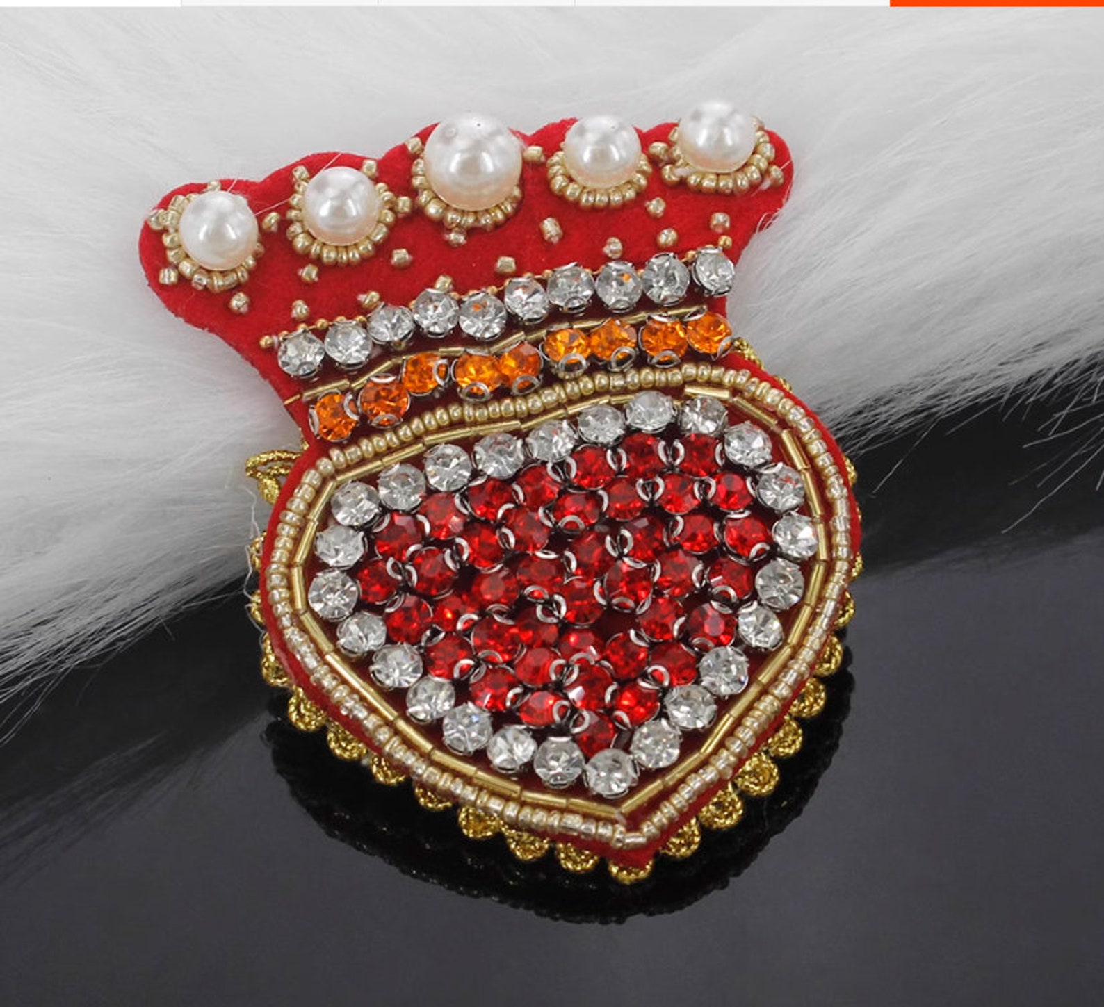 Patch for Bag Beaded Patch Red Heart Patches Pearl DIY Beading ...