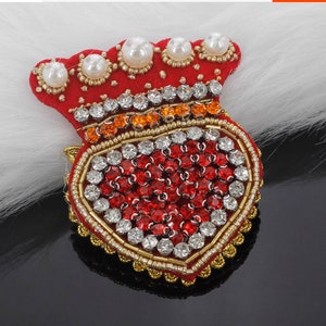 Patch for Bag Beaded Patch Red Heart Patches Pearl DIY Beading ...