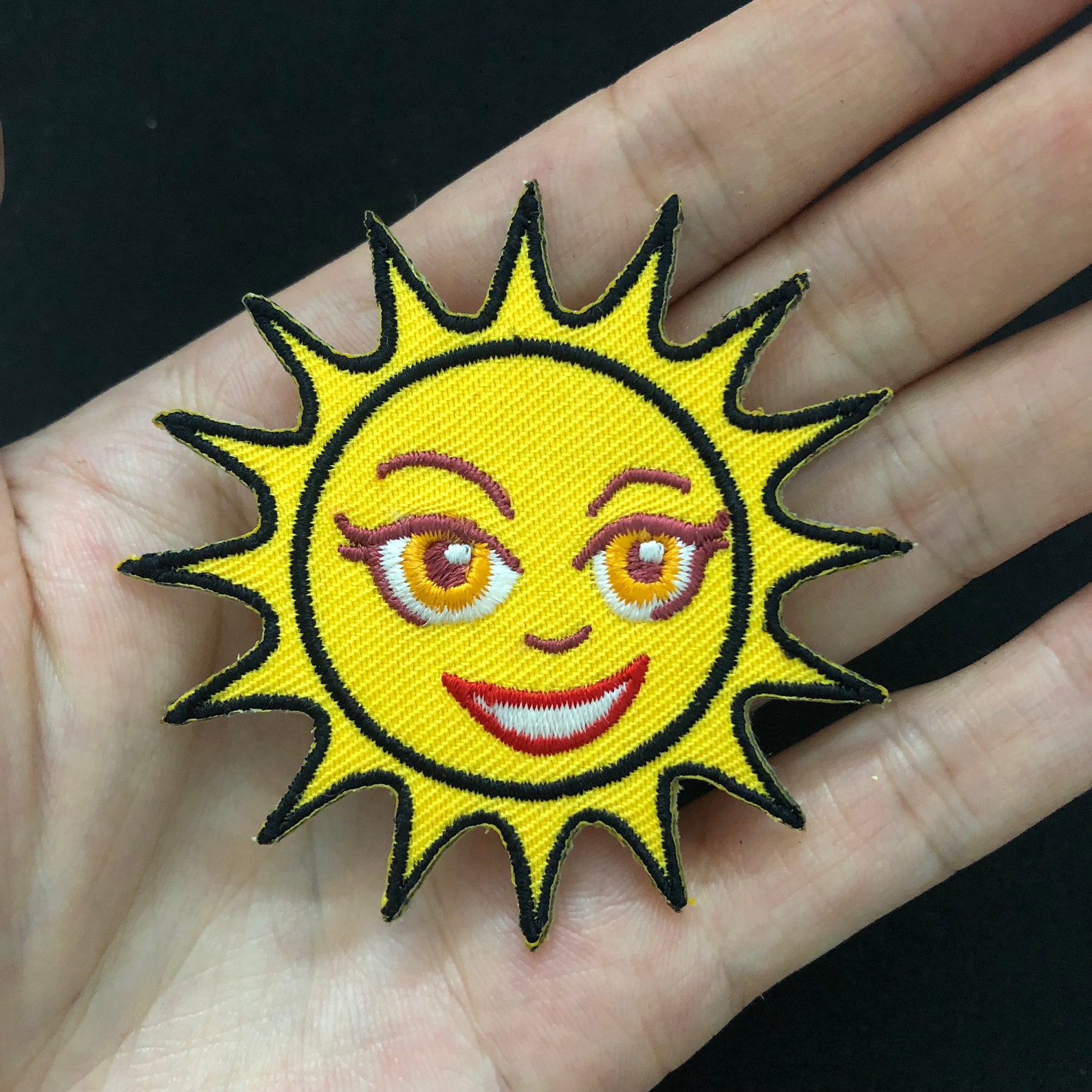 Smile Sun Iron on Patch Embroidered PATCH Embroidery Cute - Etsy