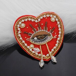 Patch for Bag Beaded Patch Red Heart Patches Pearl DIY Beading ...