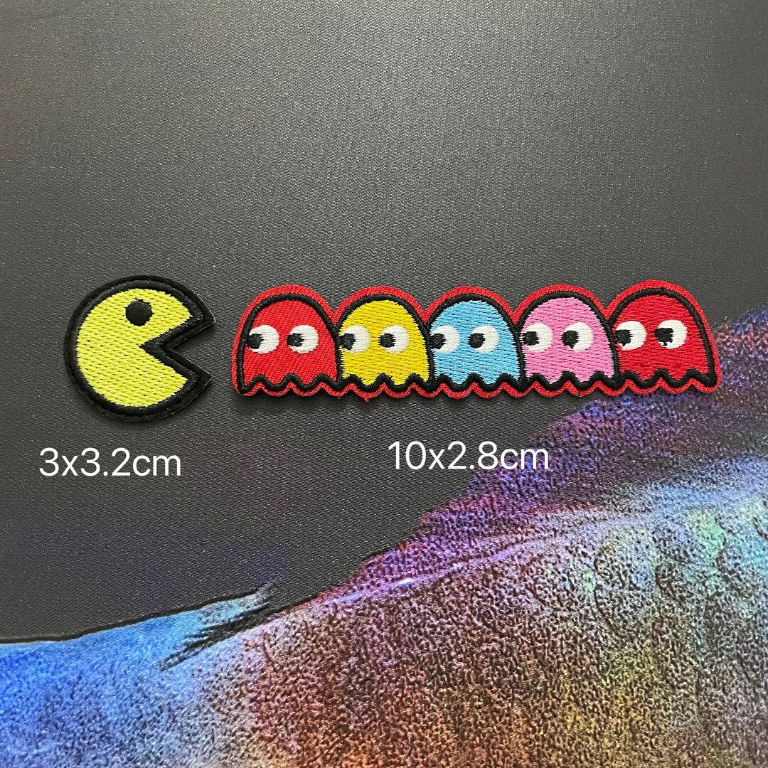 A Set Pac-man Patch Iron on Patch Embroidered PATCH Embroidery - Etsy