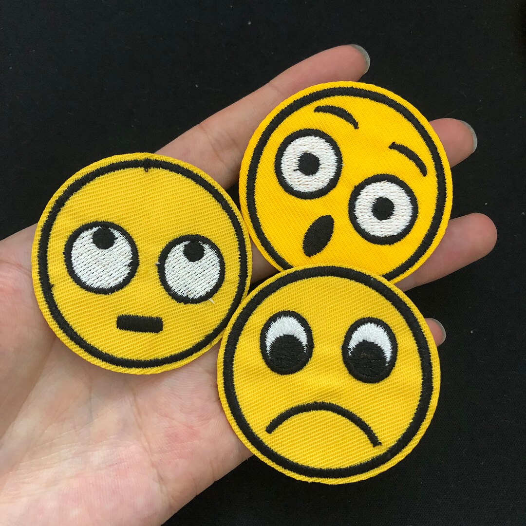 A Set Cute Shock Sad Emoticons Iron on Patch Kiss Embroidered - Etsy