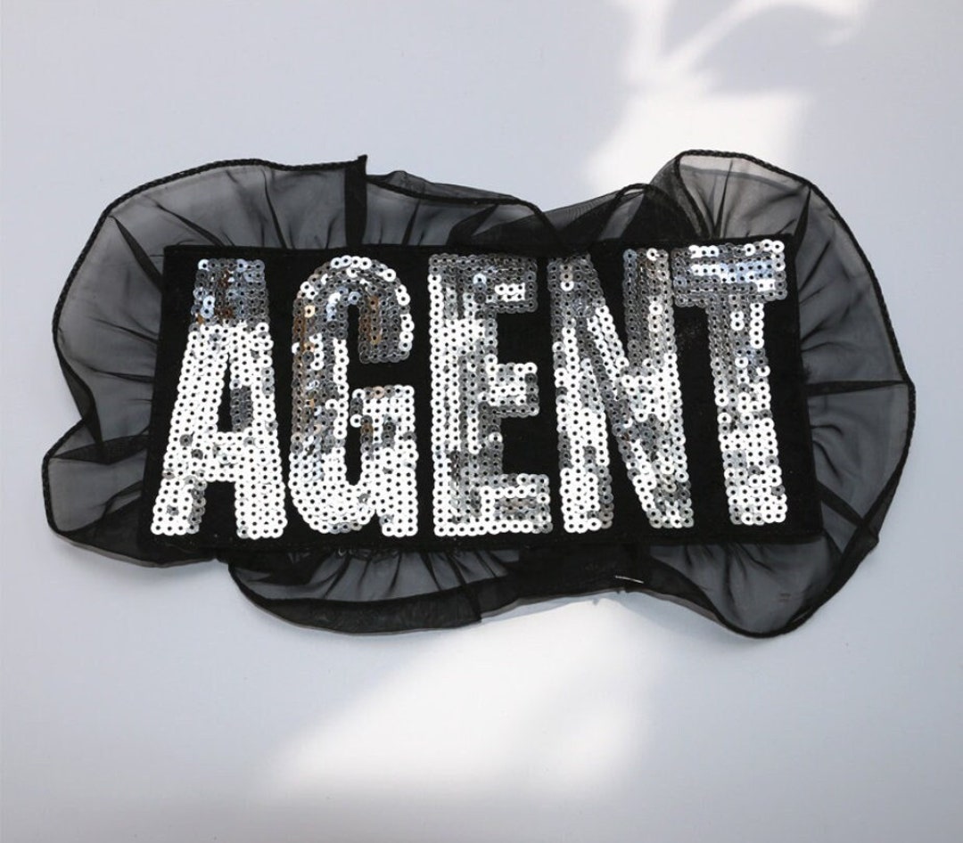 Agent Sequined Patch Black Lace Iron on Embroidered PATCH Applique ...