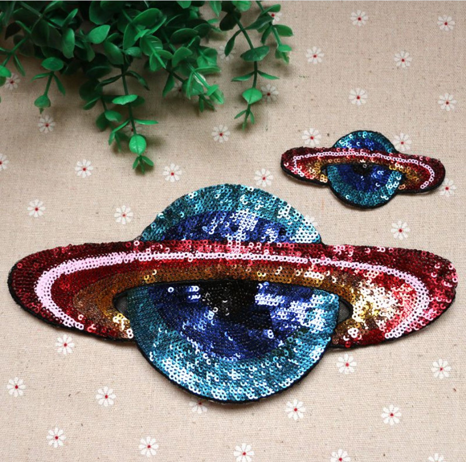 Iron on Sequined Patch Planet Sequin Shine Embroidered PATCH Shiny Applique Accessories Jeans T ...