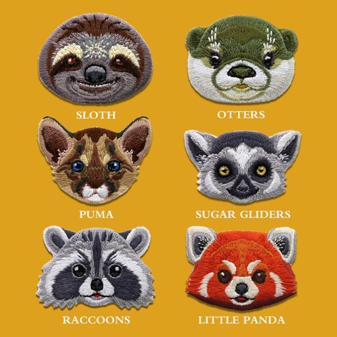 Sloth Otters Puma Sugar Gliders Raccoons Little Panda Patch Iron on ...