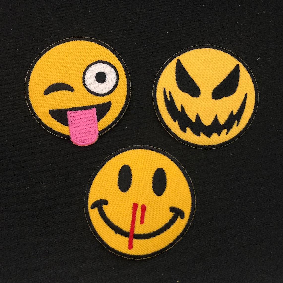 A Set Emoticons Iron on Patch Laugh Cute Kiss Embroidered | Etsy