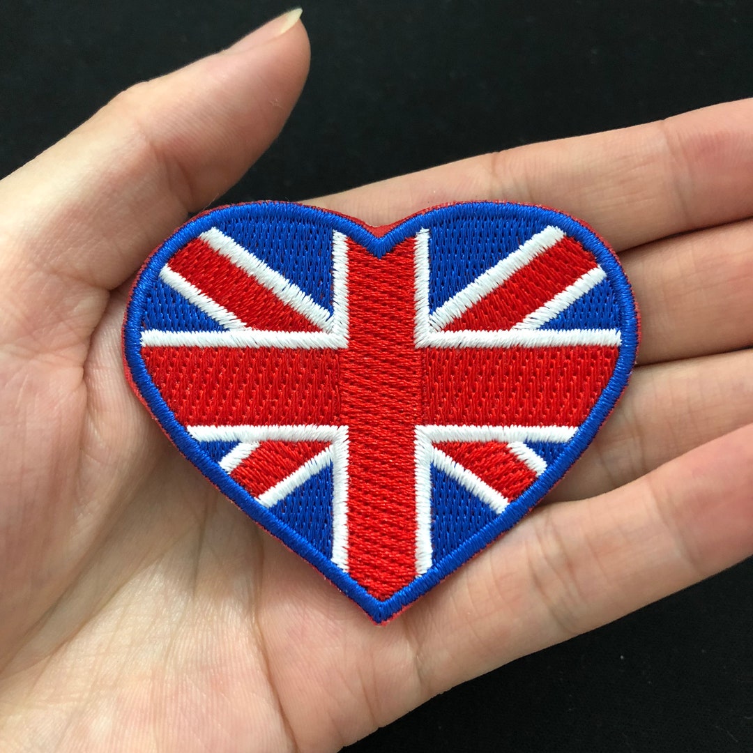 United Kingdom Flag Patch Heart Iron on Patch Embroidered PATCH ...