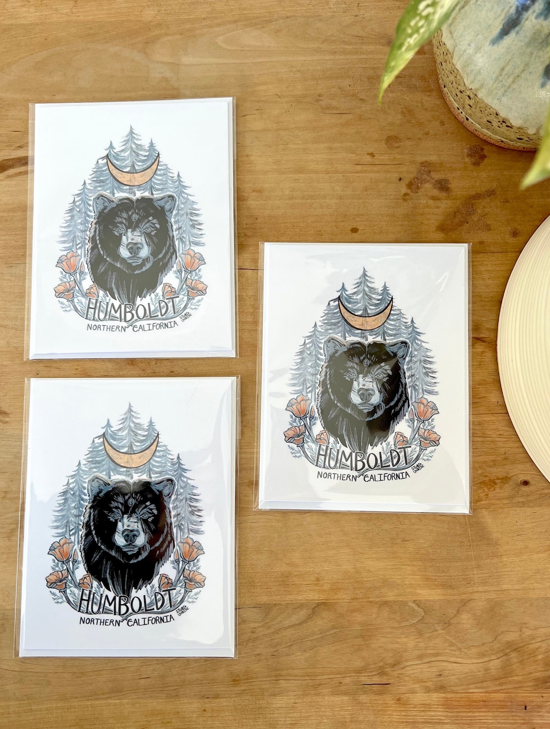 Black Bear Card - California Poppy, Humboldt County, Nature-inspired ...