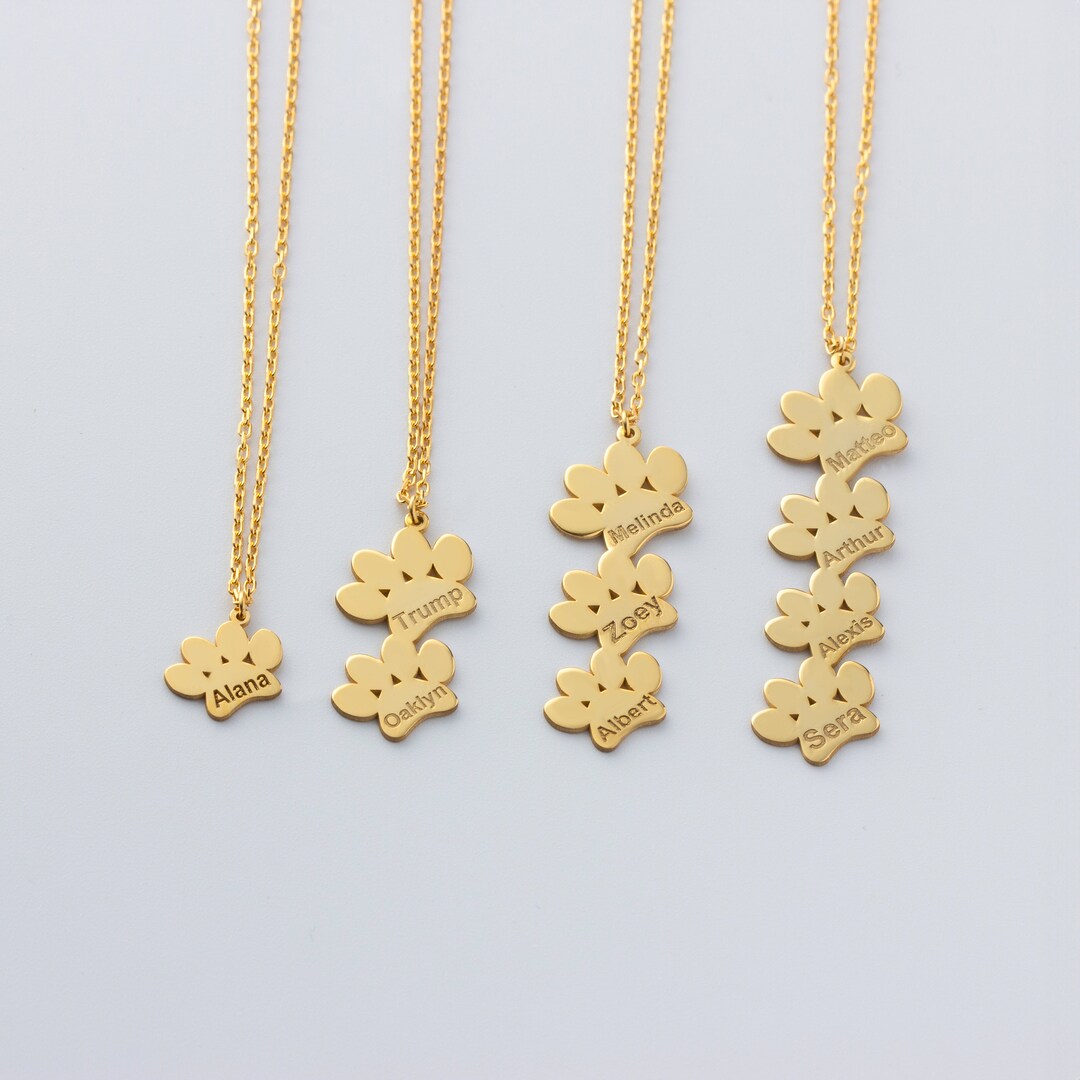 Personalized Paw Print Name Necklace, Dog Paw Necklace, Animal ...