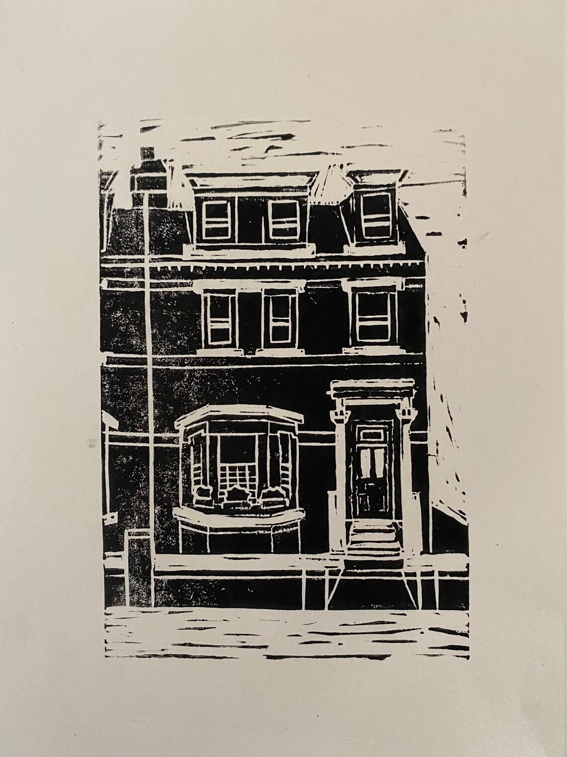 London Townhouse Linoprint - Etsy