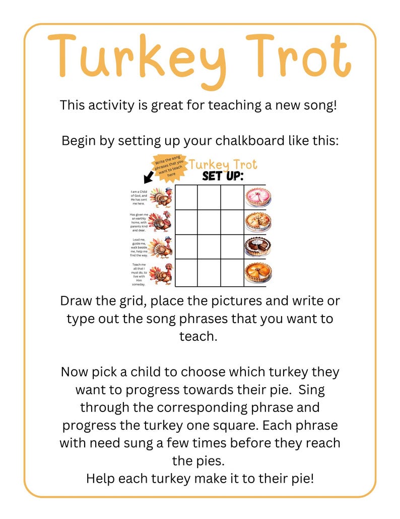 Turkey Trot Thanksgiving Singing Time Teaching a New Song Activity ...