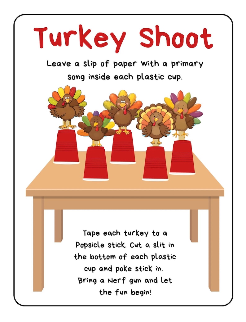 Turkey Shoot Primary Thanksgiving Singing Time Activity Fun ...