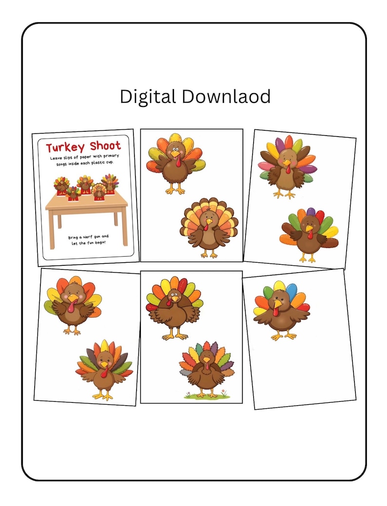 Turkey Shoot Primary Thanksgiving Singing Time Activity Fun ...