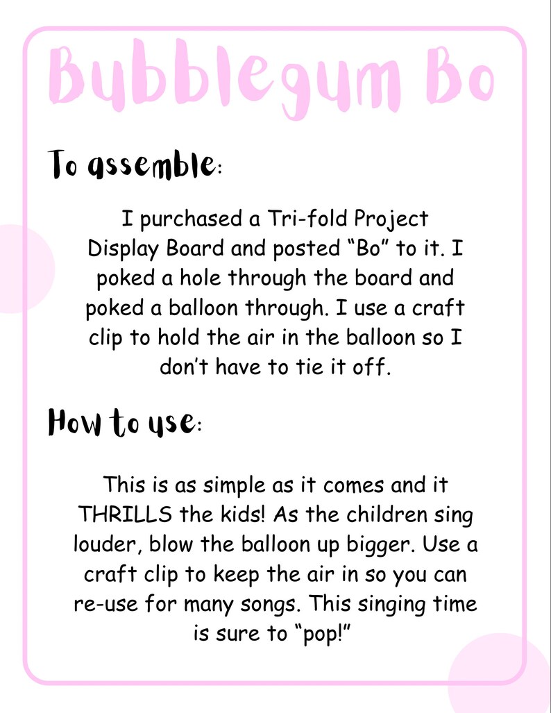 FUN Primary Singing Time Idea “bubblegum Bo” Primary Balloon Activity ...