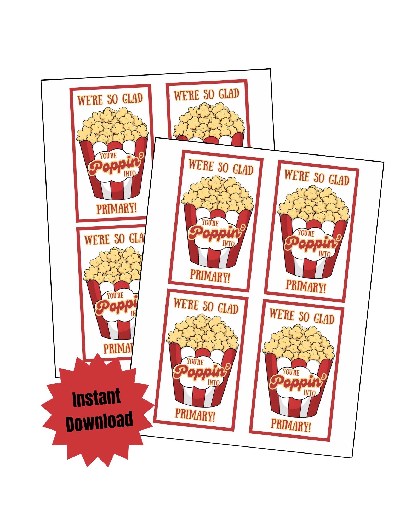 Welcome to Primary Card LDS Primary Popcorn Tag for EASY Last Minute ...