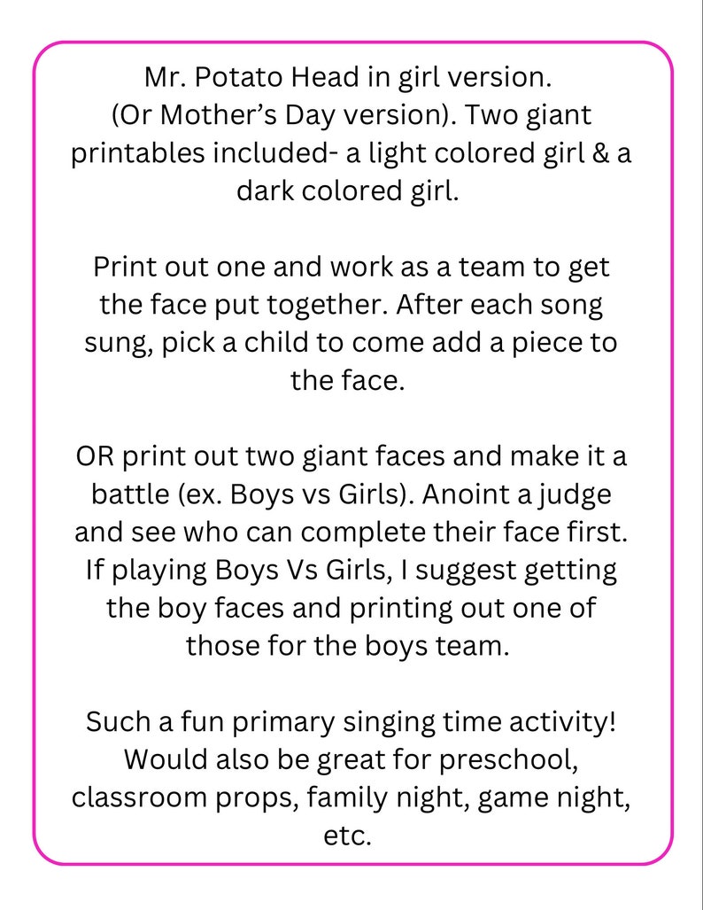 Primary Singing Time Activity for Primary Battle Boys Against Girls Fun ...