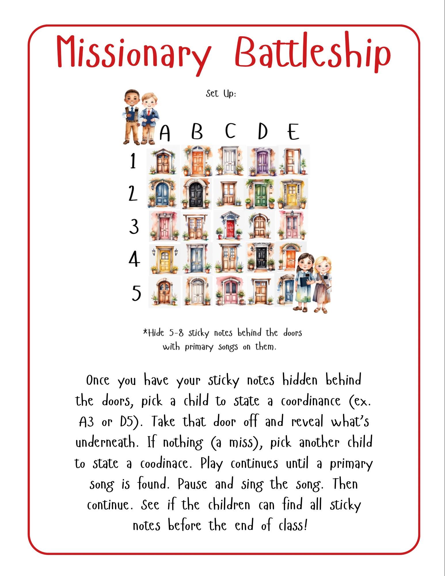 Missionary Battleship Activity for Primary Singing Time Idea Song ...