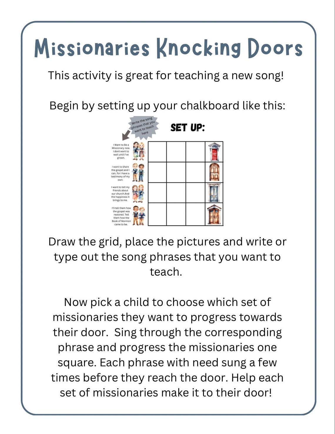 Missionary Knocking Doors Activity for Primary Singing Time Idea ...