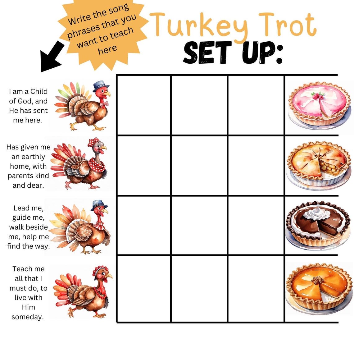 Turkey Trot Thanksgiving Singing Time Teaching a New Song Activity ...