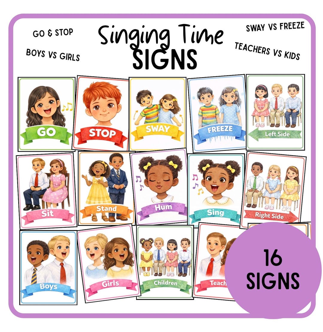 Singing Time Signs | LDS Primary Signs | Boys Vs Girls | Go and Stop ...