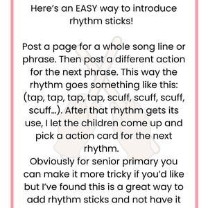 Rhythm Stick Visual for Primary Singing Time Activity Easy Singing Time ...