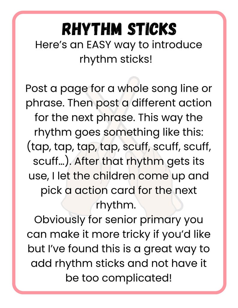 Rhythm Stick Visual for Primary Singing Time Activity Easy Singing Time ...