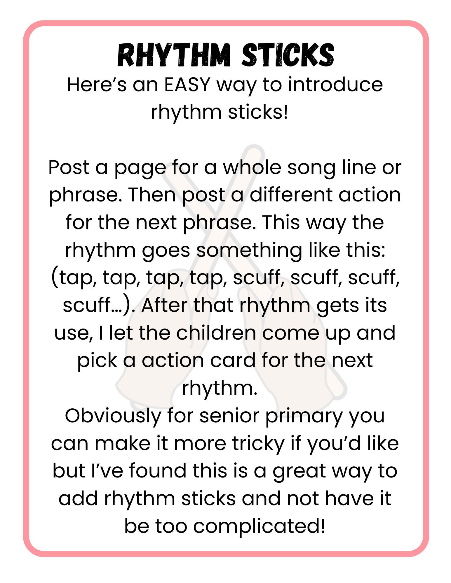 Rhythm Stick Visual for Primary Singing Time Activity Easy Singing Time ...