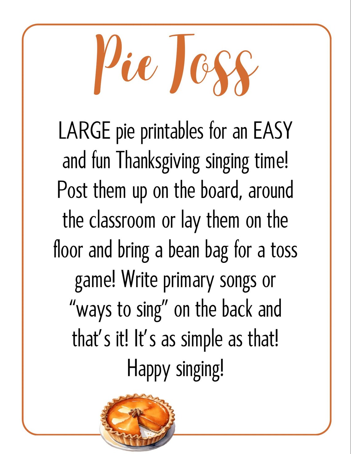 Pie Toss Thanksgiving Singing Time Activity for Primary Choristers ...