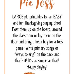 Pie Toss Thanksgiving Singing Time Activity for Primary Choristers ...