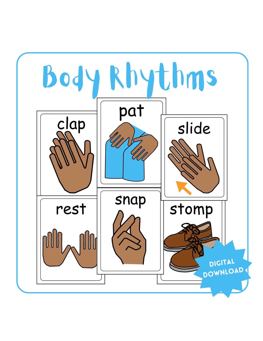 Body Rhythm Singing Time Visual Printable Singing Time Prop for Primary ...