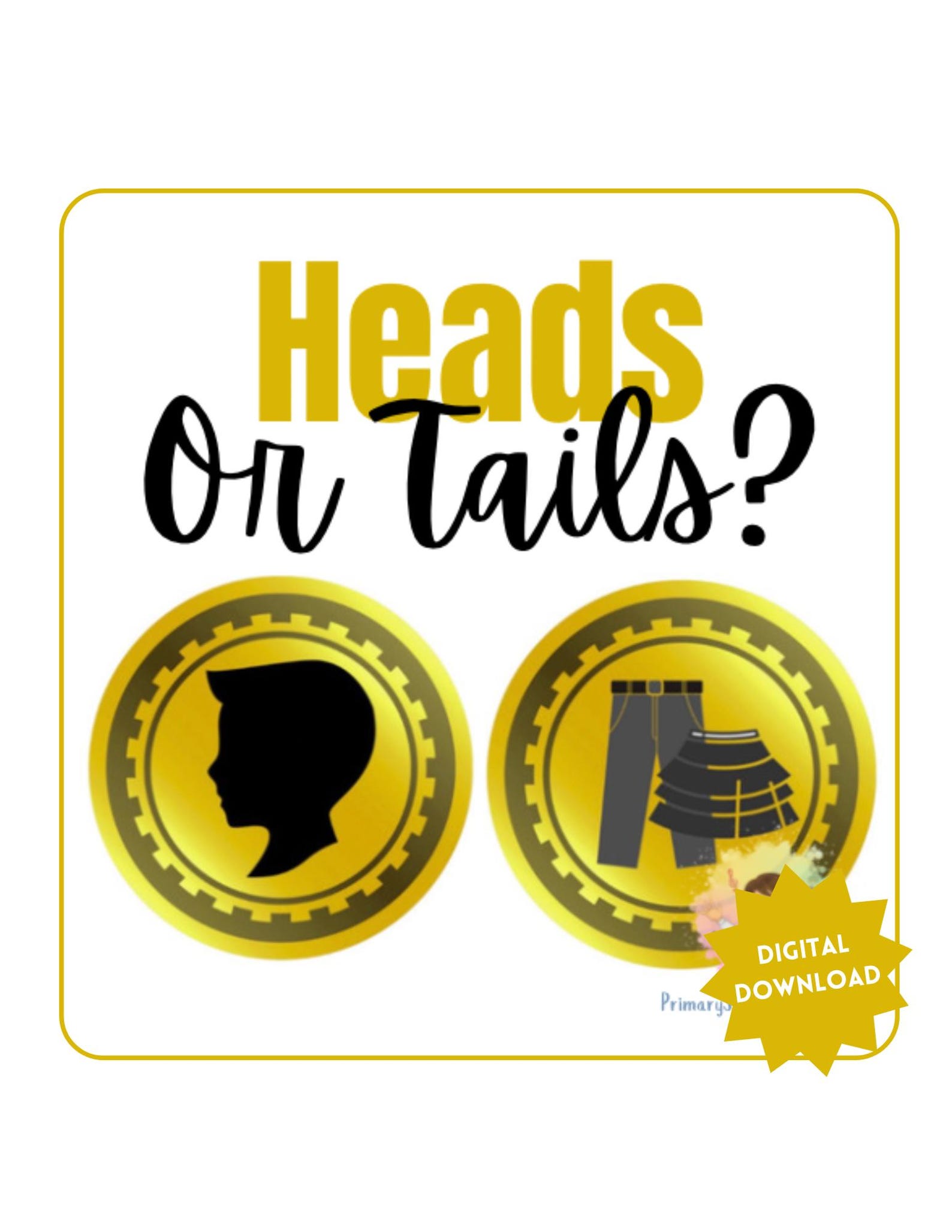 EASY Singing Time Game for LDS Primary | Heads or Tails Activity for ...