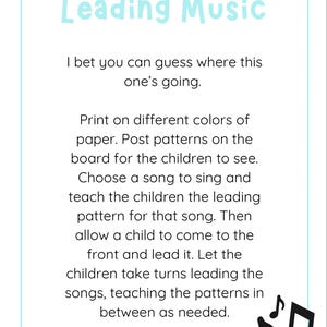 Leading Music Patterns for Primary Singing Time Teaching Leading ...