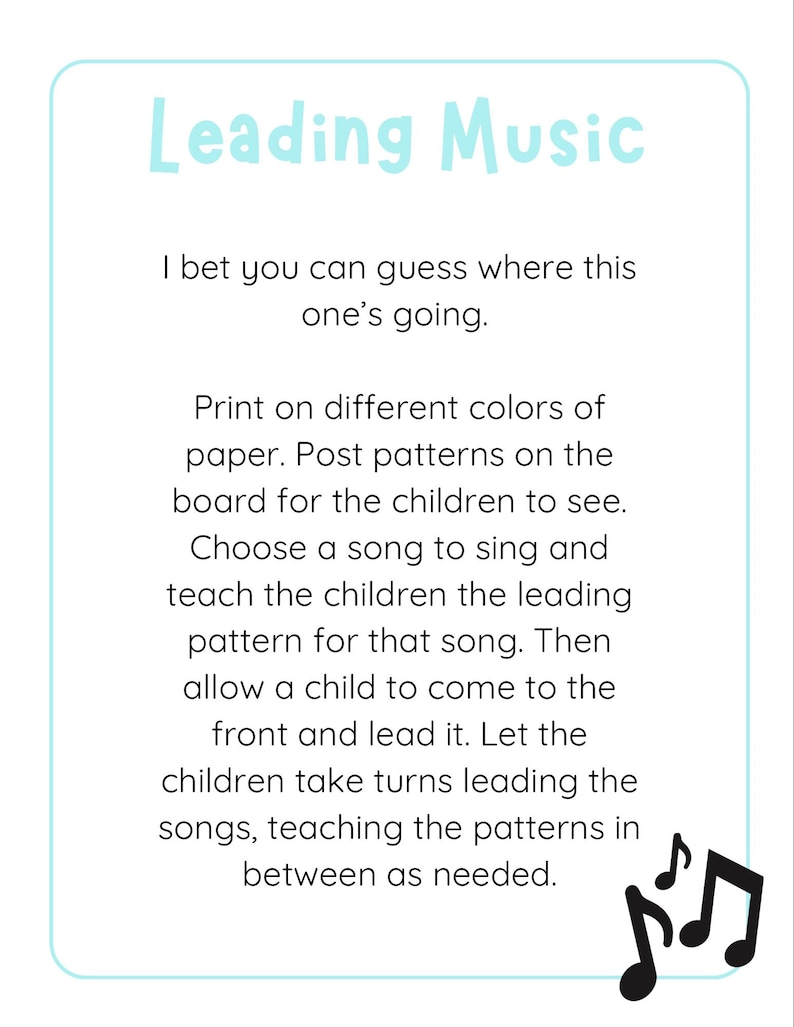 Leading Music Patterns for Primary Singing Time Teaching Leading ...