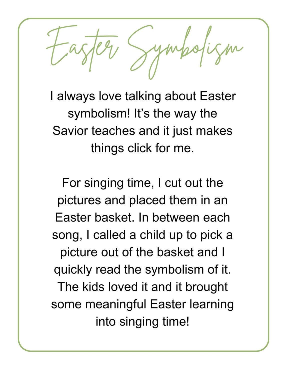 Easter Symbolism for Primary Singing Time Meaningful Easter Idea for ...