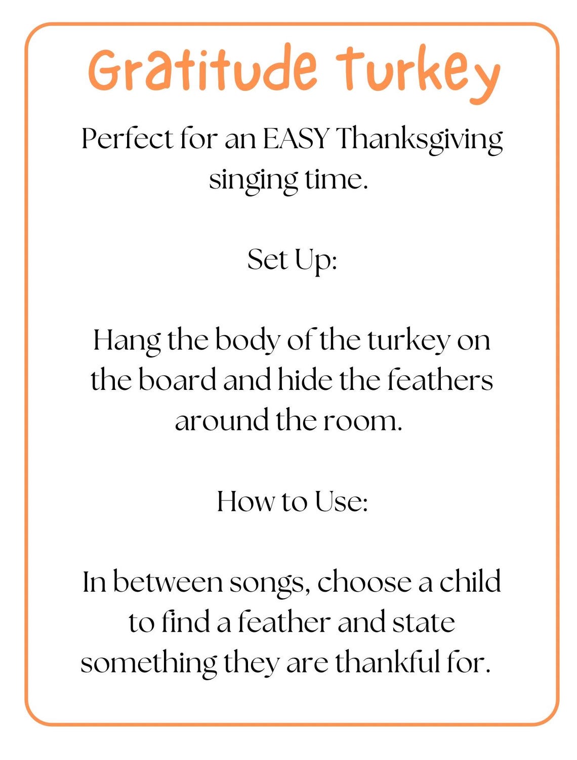 Gratitude Turkey EASY Thanksgiving Singing Time Primary Singing Time ...