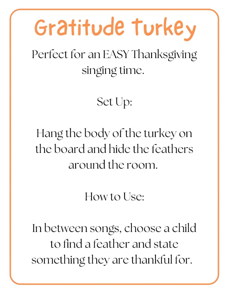 Gratitude Turkey EASY Thanksgiving Singing Time Primary Singing Time ...