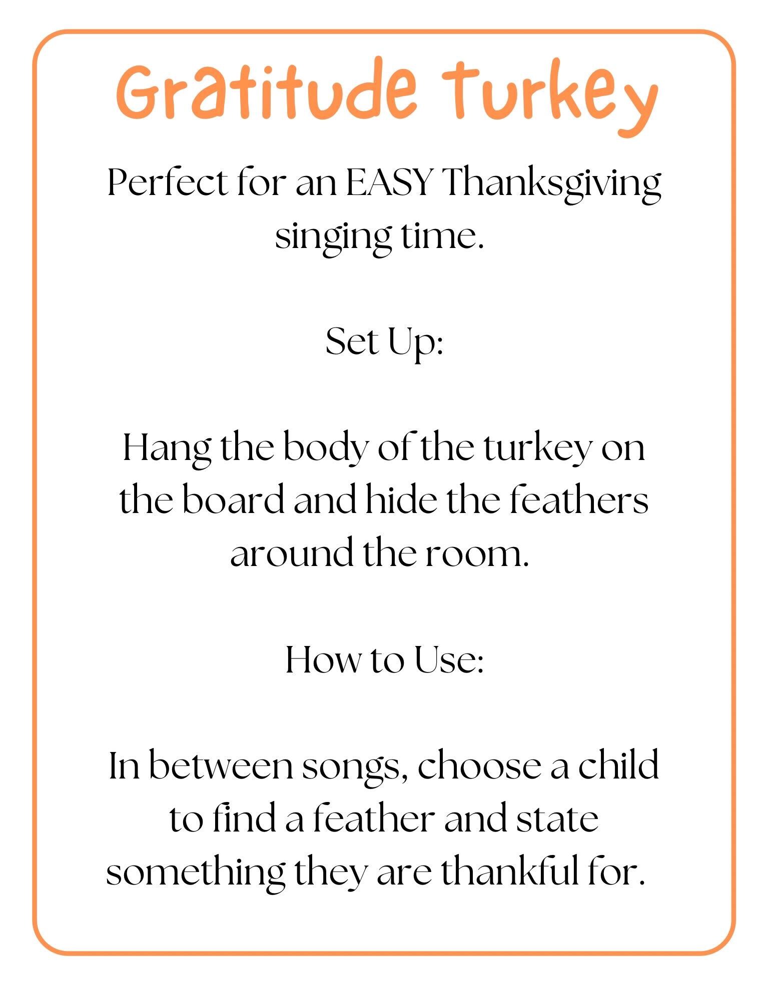 Gratitude Turkey EASY Thanksgiving Singing Time Primary Singing Time ...