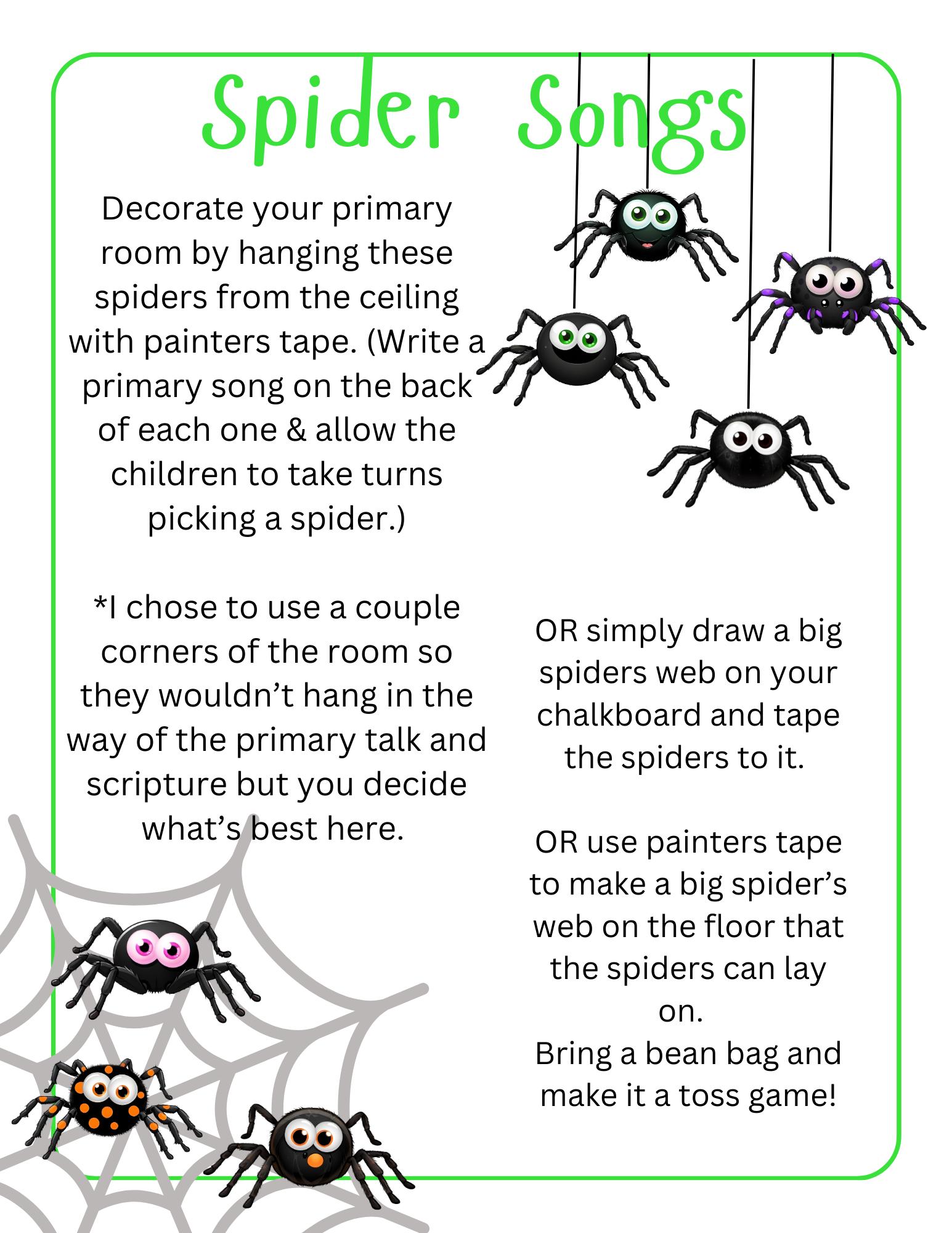 Spider Songs EASY Halloween Singing Time for Primary Halloween Singing ...