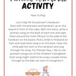 Pioneer Day Singing Time Activities for Pioneer Day Ideas Pioneer ...