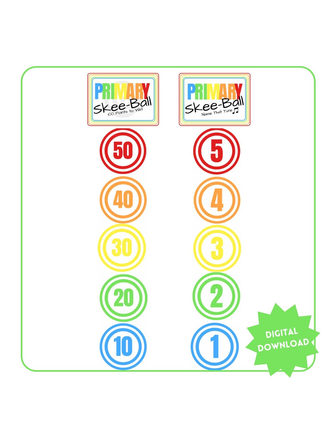 Primary Skee-ball | an EASY Primary Singing Time Activity | | Name That ...